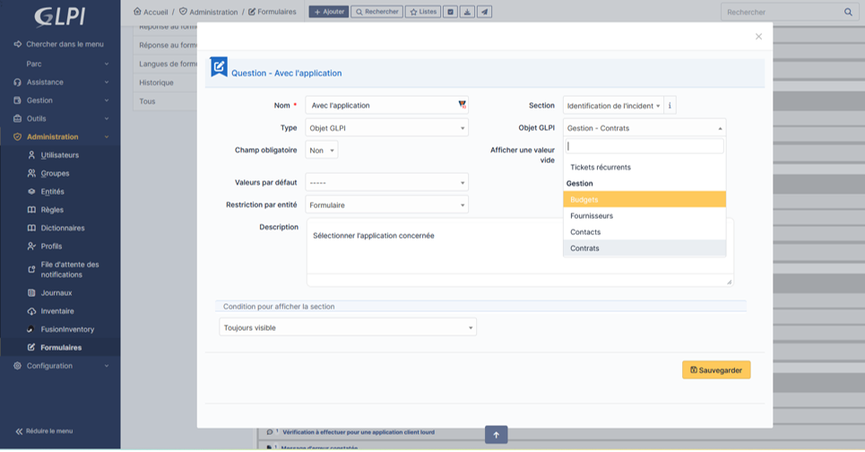 Je ne vois pas l'objet "Applicatifs" dans Objet GLPI de mon formulaire · Issue #3321 ...