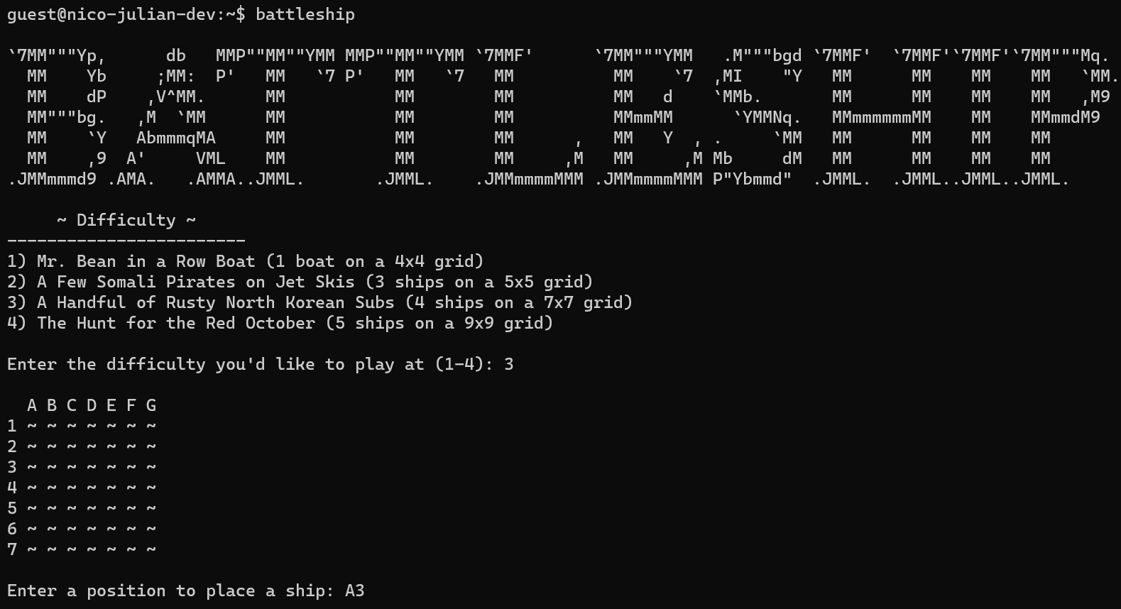 GitHub - NicoGiuliani/Battleship: A version of the classic game ...
