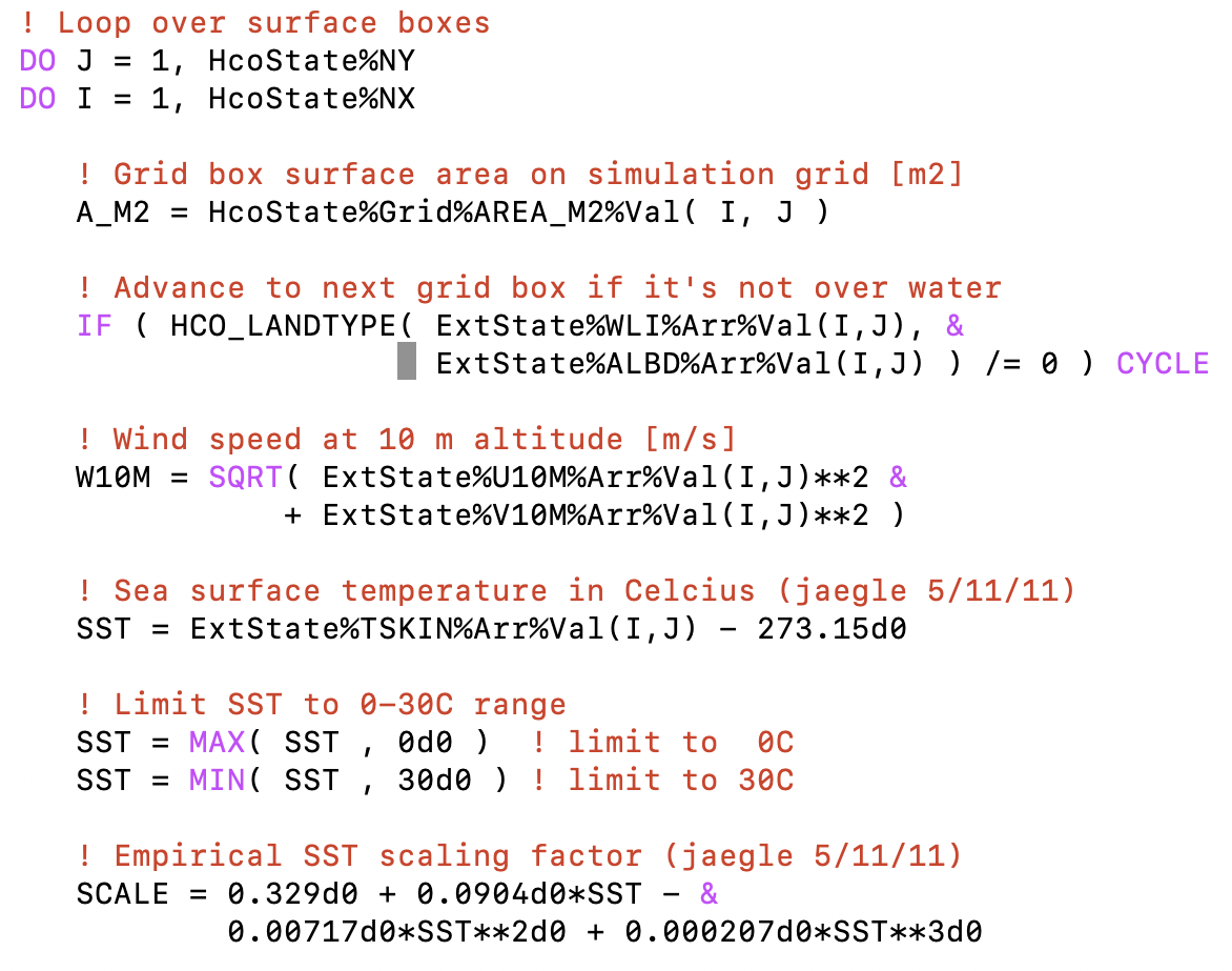 online sea salt emissions are 0 for GC version 13 up until version 13.2 ...