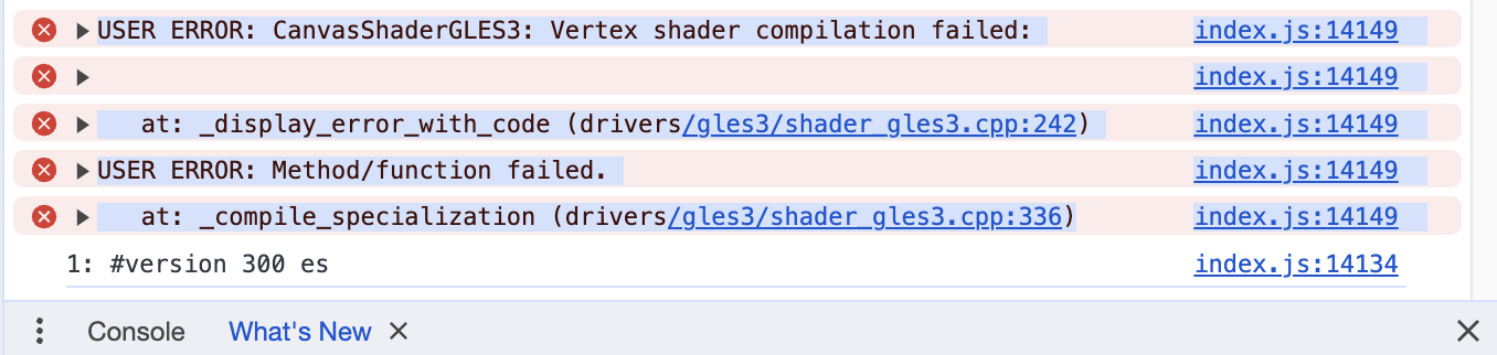 Web Build Crash Vertex Shader Compliation Failed · Issue 84399 2398