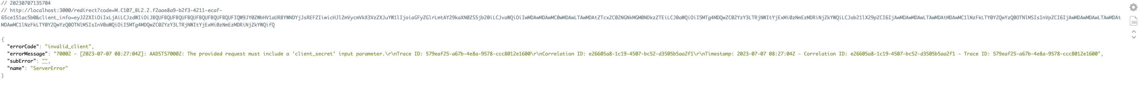 ClientAuthError: request_cannot_be_made: Token request cannot be made without authorization code ...
