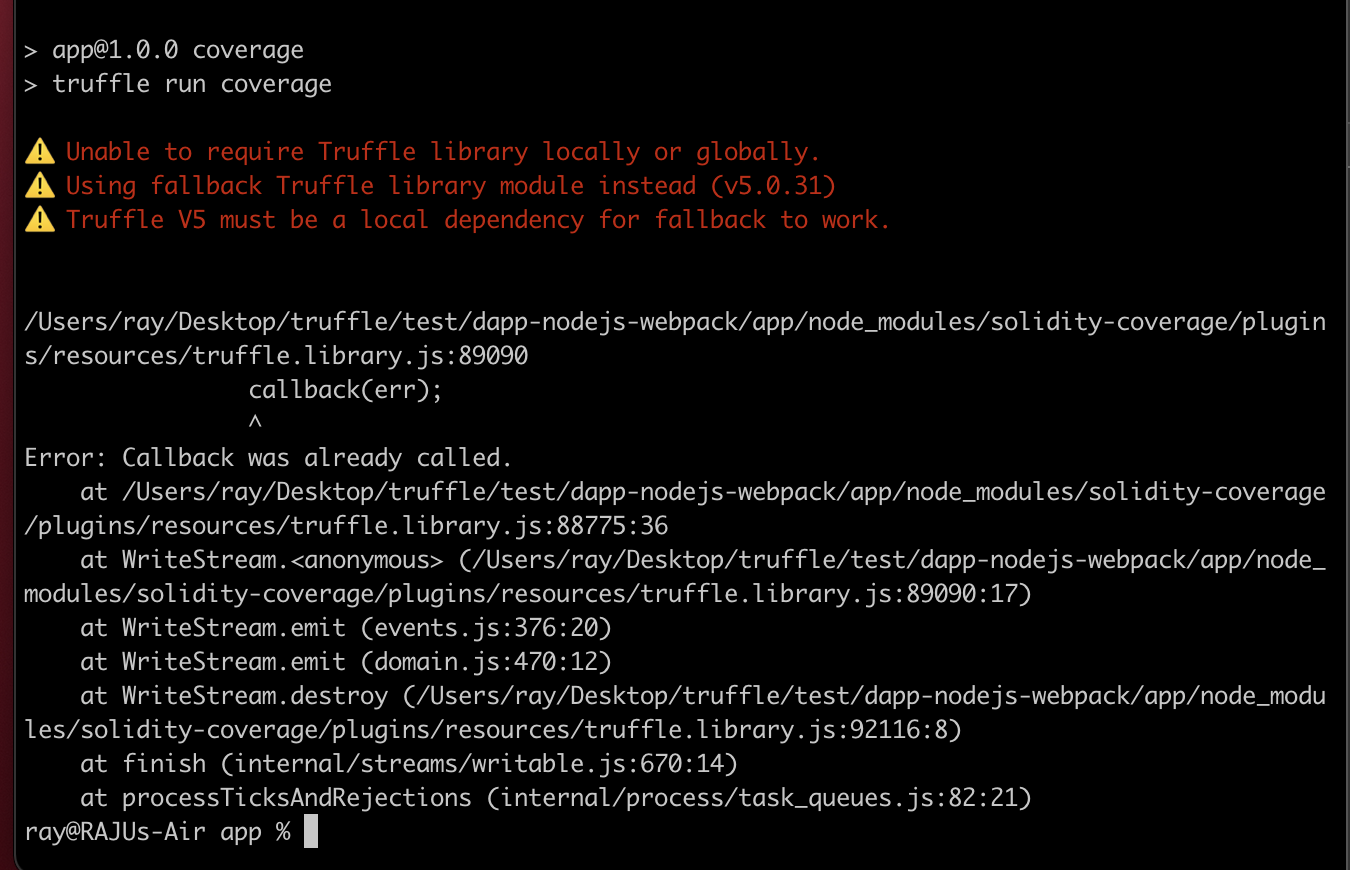 Callback Was Already Called Truffle Run Coverage · Issue 633 · Sc Forks Solidity Coverage
