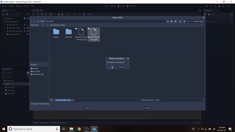 [Android] Godot is crashing while creating apk when i put a plugin ...