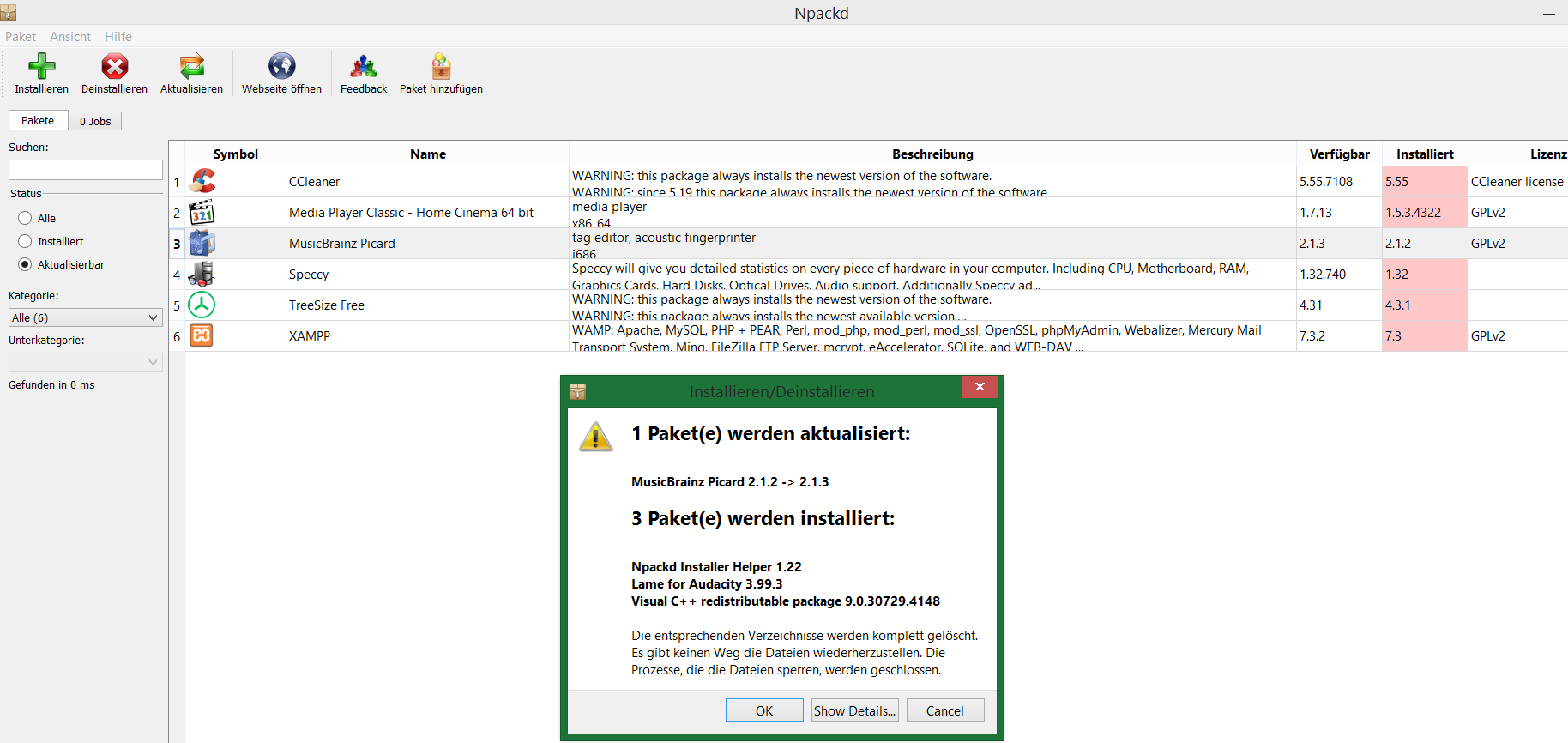 Clicking Update for a package offers to uninstall unrelated packages · Issue #6 · npackd/npackd ...