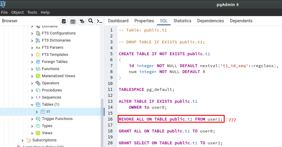 Unnecessary "revoke all" command before grants for tables · Issue #5926 · pgadmin-org/pgadmin4 ...