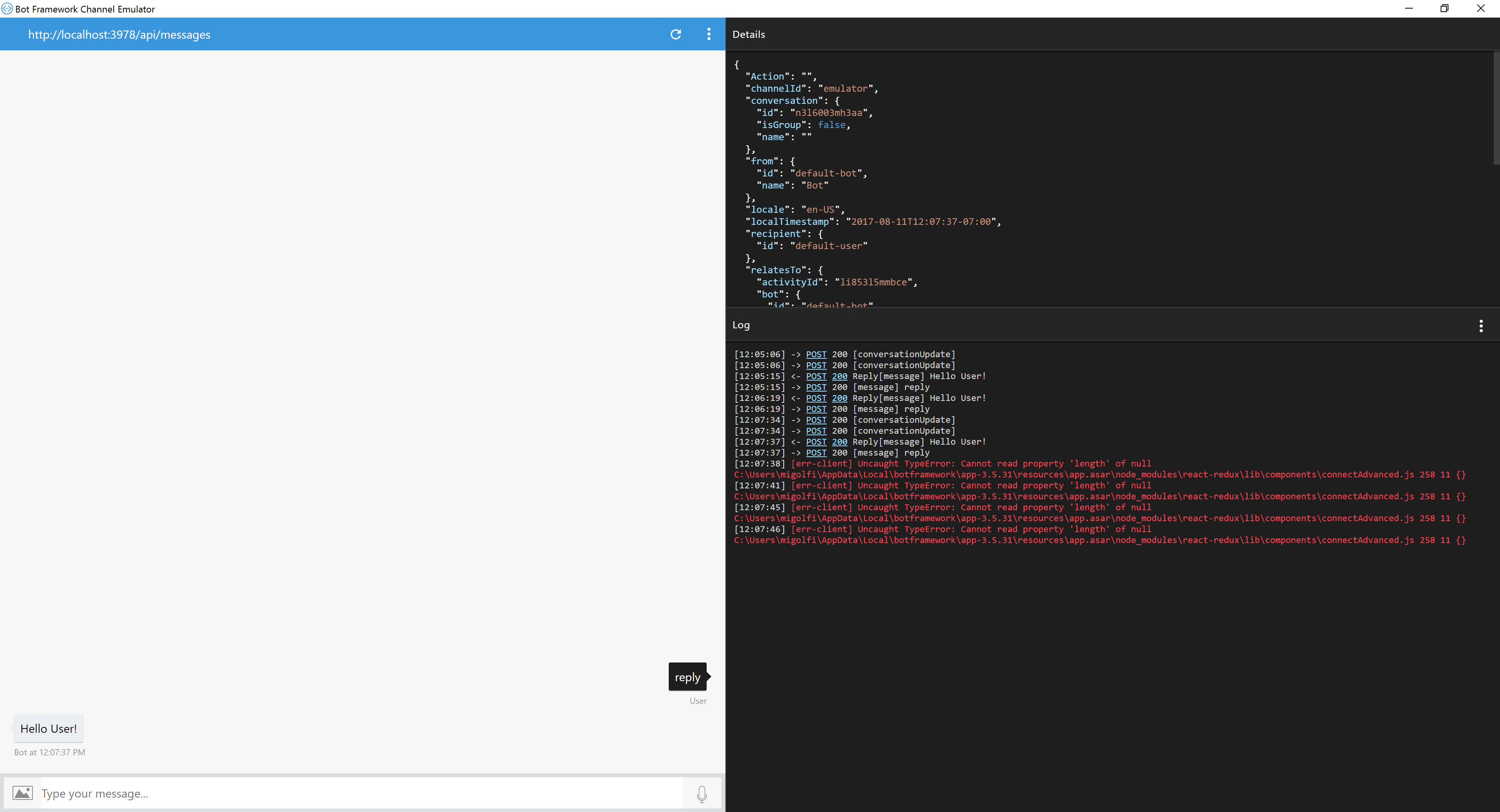 Messages not appearing in chat · Issue #268 · microsoft/BotFramework ...