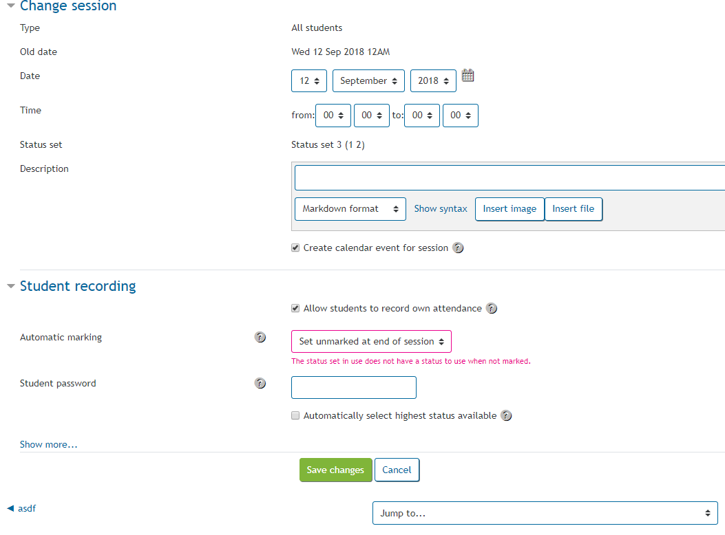 Sessions set to "automatic marking: set unmarked at end of session" cannot be edited · Issue ...