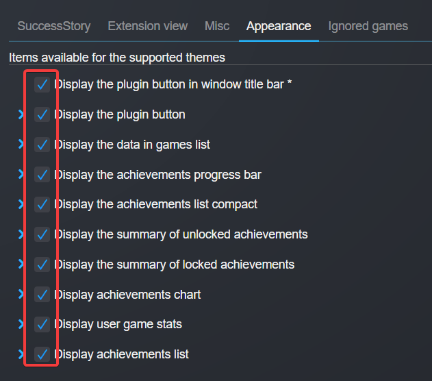 All appearance settings should have all settings in appereance enabled ...