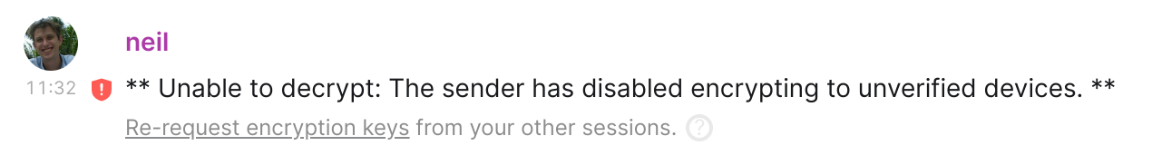 Eleweb Incorrectly Reports The Sender Has Disabled Encrypting To Unverified Devices · Issue