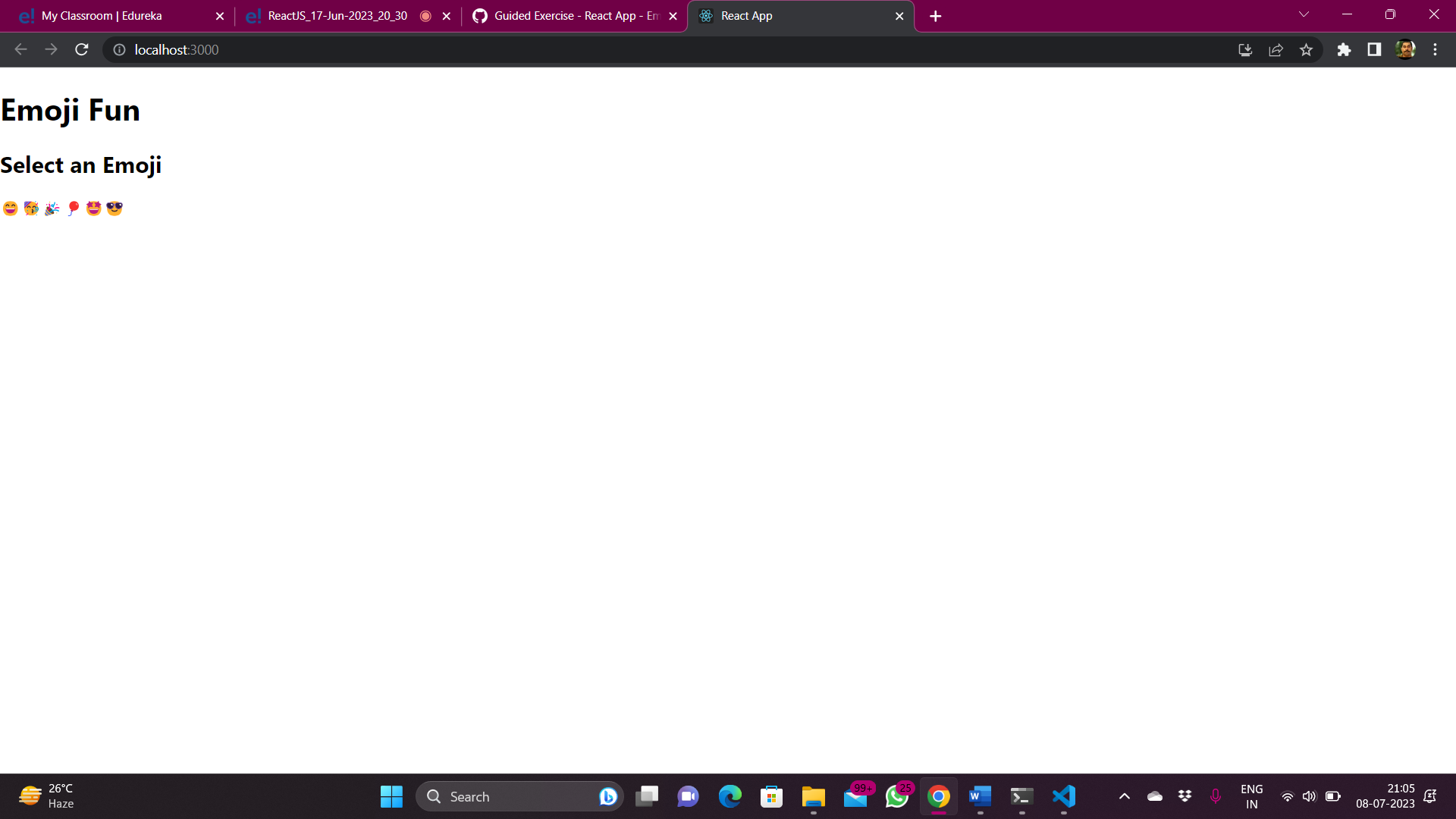 Guided Exercise React App Emoji Fun · Akash Coded Mern · Discussion 169 · Github 3636