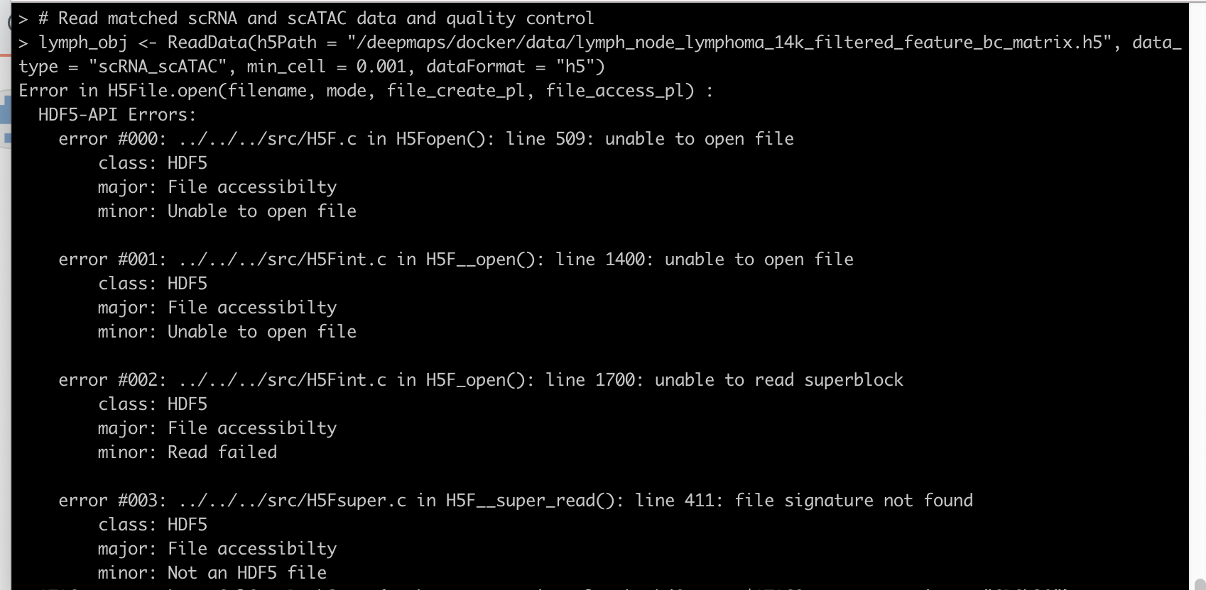 HDF5 error in deepmaps docker demo · Issue #5 · OSU-BMBL/deepmaps · GitHub