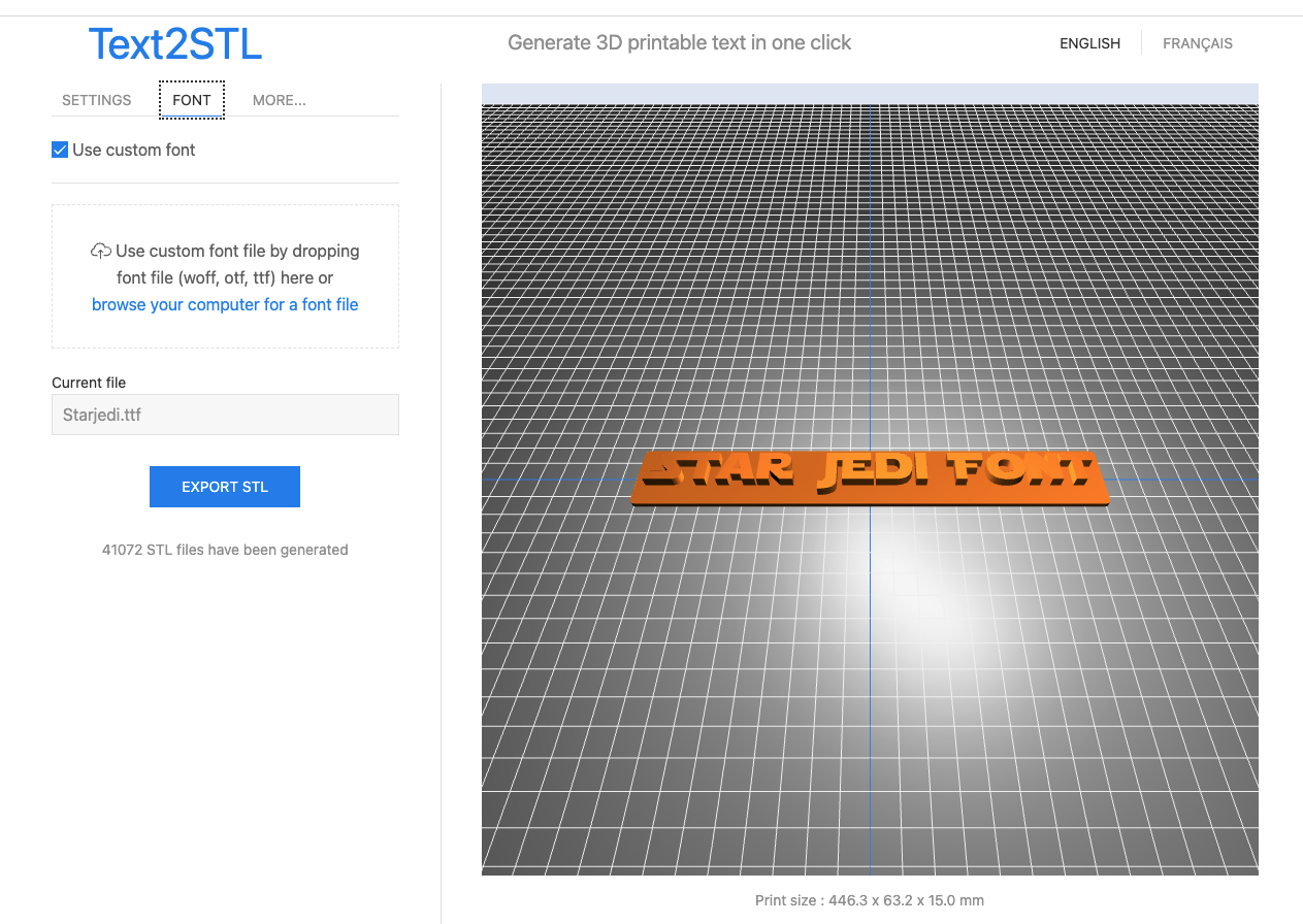 custom font won't upload · Issue #52 · romgere/text2stl · GitHub