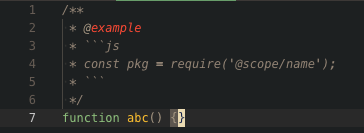 JSDoc renders wrong when it includes a code snippit with an @ symbol · Issue #105534 · microsoft ...