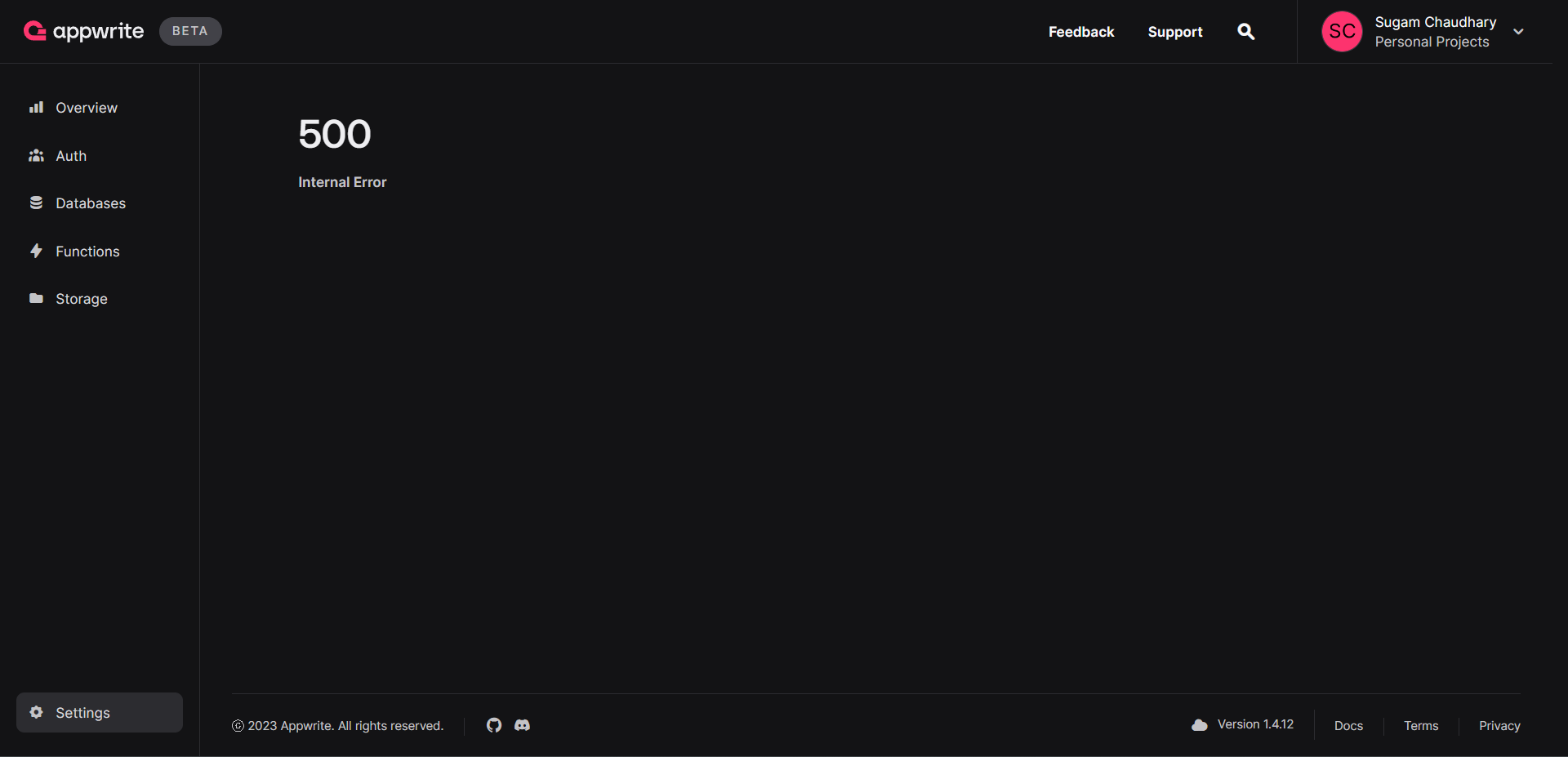 🐛 Bug Report 500 Internal Error On Appwrite Cloud · Issue 7160 · Appwriteappwrite · Github