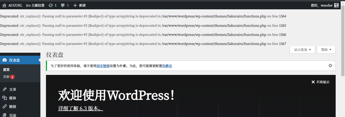 wordpress更新到6.3引起的问题 · Issue #774 · mirai-mamori/Sakurairo · GitHub