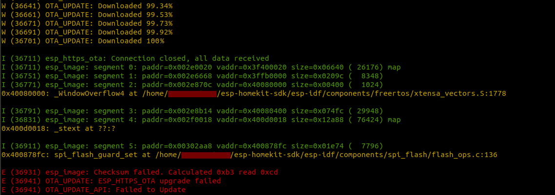 OTA: esp_image: Checksum failed. (IDFGH-1920) · Issue #4120 · espressif/esp-idf · GitHub