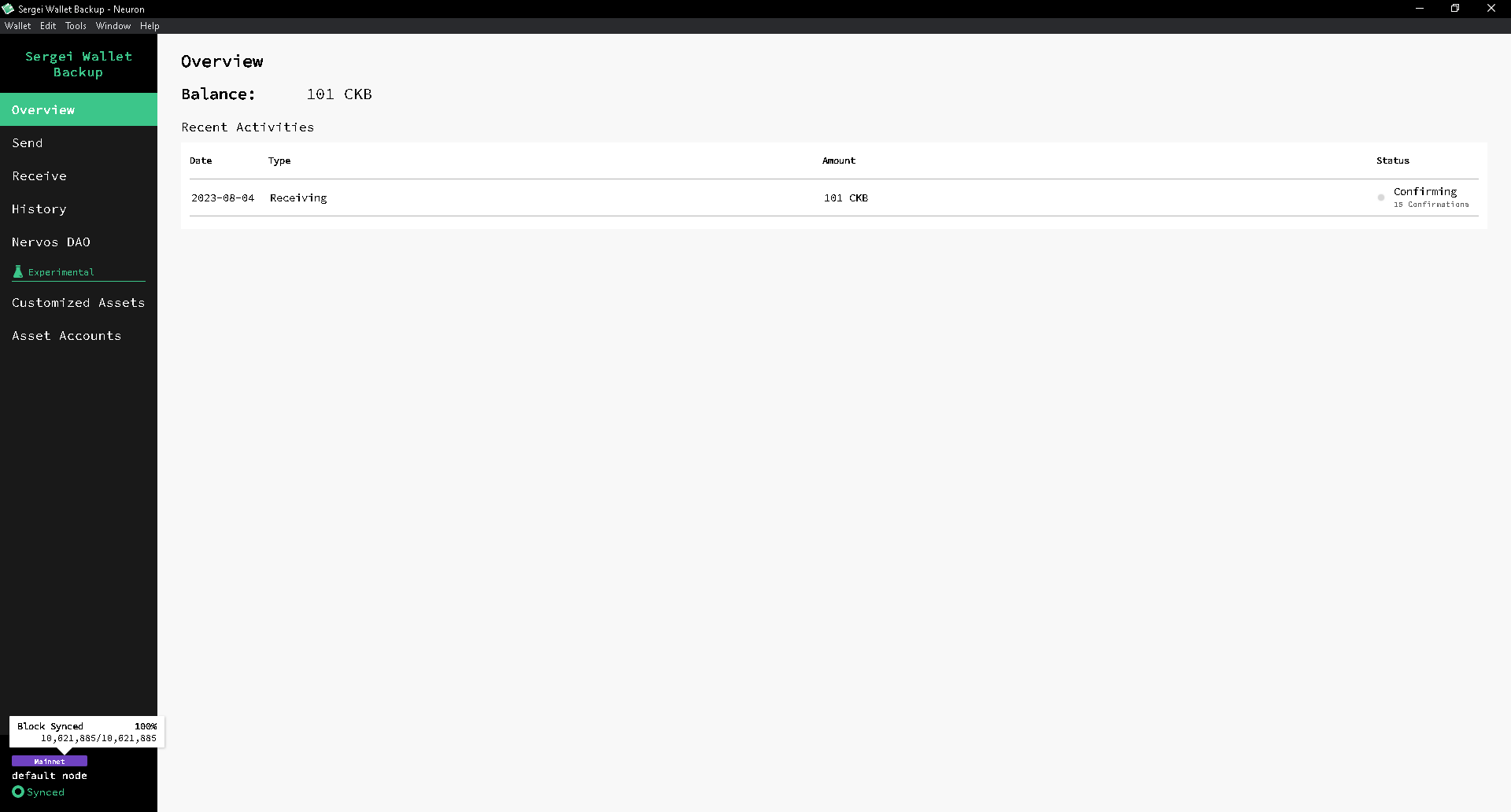 [Synchronization] wont show my CKB in balance · Issue #2768 · nervosnetwork/neuron · GitHub