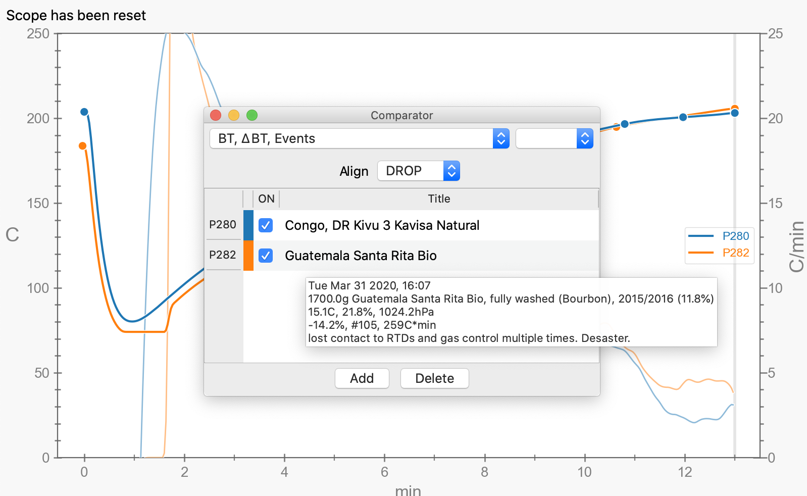 'Tools|Comparator...' display of selected roast information · Issue #463 · artisan-roaster-scope ...