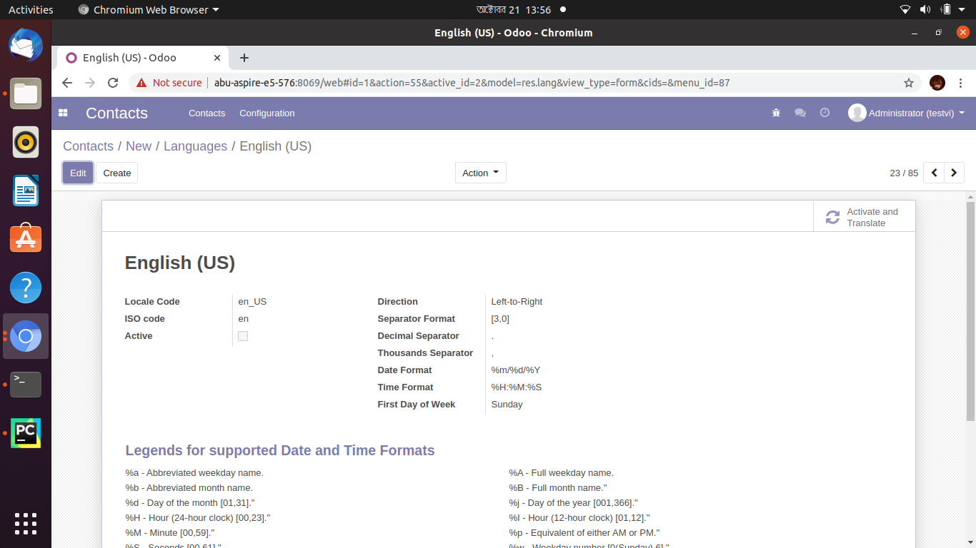 [BUG][13.0] lang: error when only activating a language that is not ...