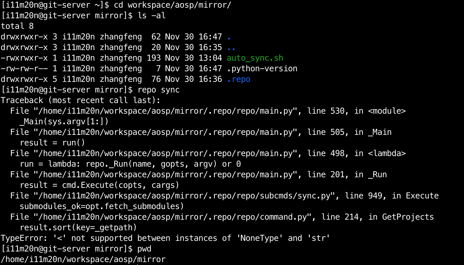 aosp mirror sync failure: