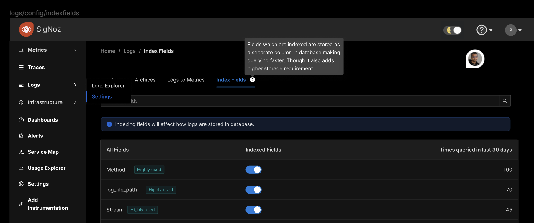 [Logs] New page for log indices. · Issue #3063 · SigNoz/signoz · GitHub