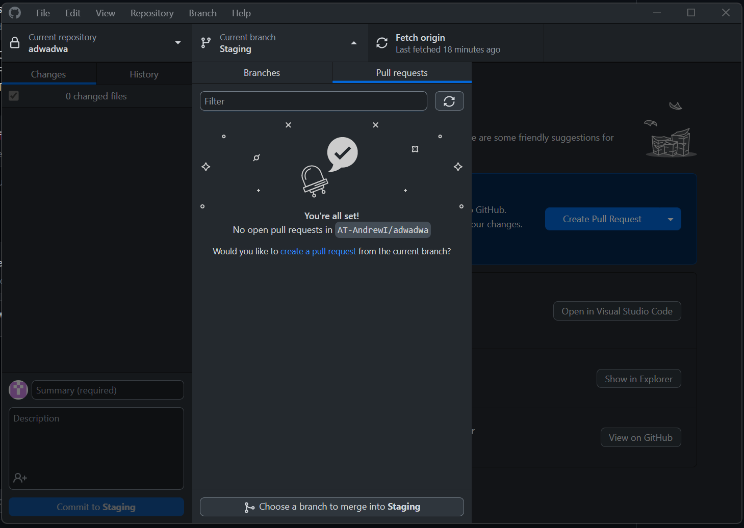 Github Desktop Erroneously Showing Create Pull Request Button · Issue