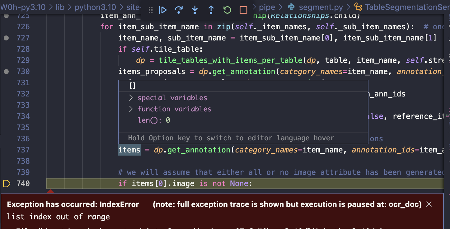 Indexerror In Table Segmentation Service · Issue 228 · Deepdoctection Deepdoctection · Github