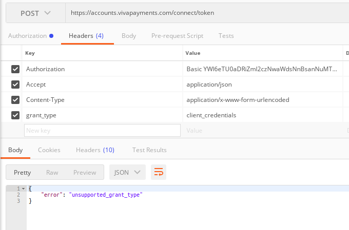 Error : unsupported_grant_type · Issue #1231 · VivaPayments/API · GitHub