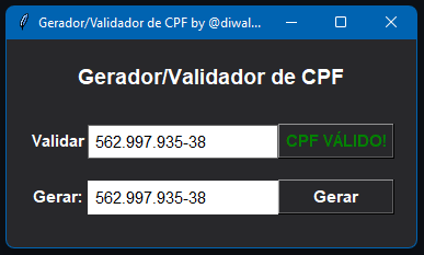 GitHub - diwalker/gerador-validador-de-CPF: Gerador e Validador de CPF utilizando Python tkinter ...