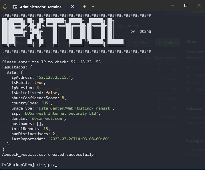 GitHub - diwalker/ipx-tool: Ferramenta desenvolvida em JS, para checkar IP.