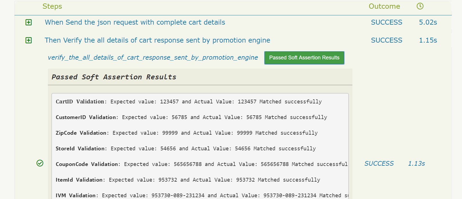 How to display passed assertion details in serenity report under steps ...