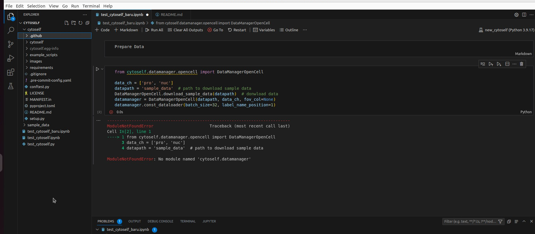 ModuleNotFoundError: No module named 'cytoself.datamanager' · Issue #26 · royerlab/cytoself · GitHub