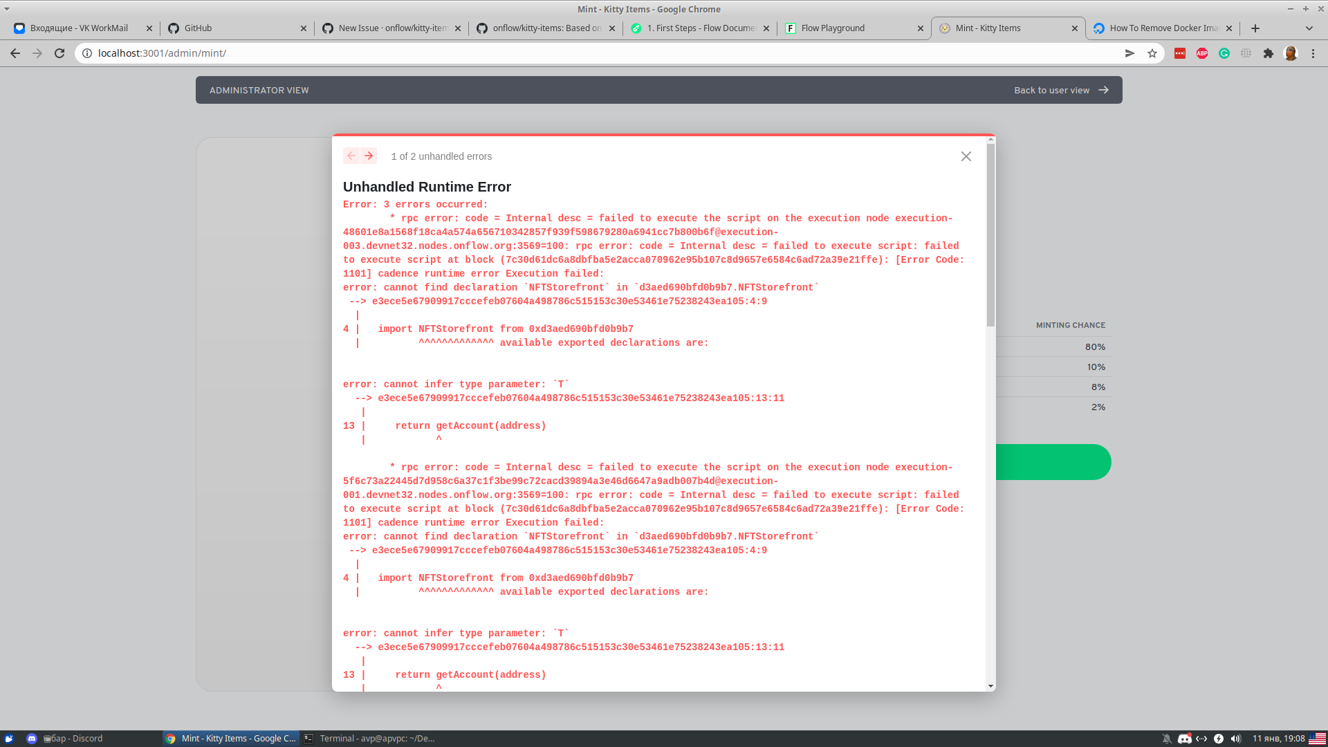 Unhandled Runtime Error · Issue #184 · onflow/kitty-items · GitHub