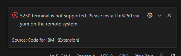 TN5250 terminal is not opening · Issue #1434 · codefori/vscode-ibmi · GitHub