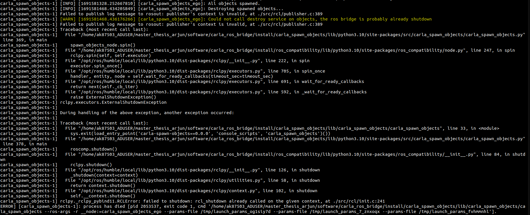 Shutting down node using Ctrl+C, doesnt completely destroy all the spawned objects · Issue #698 ...