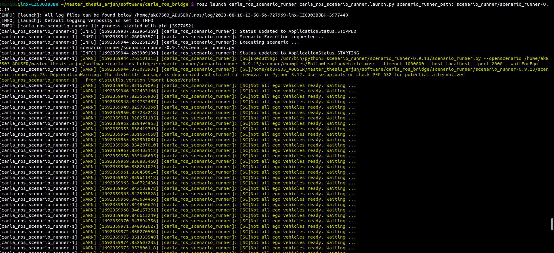 ROS Scenario runner example from documentation not working · Issue ...