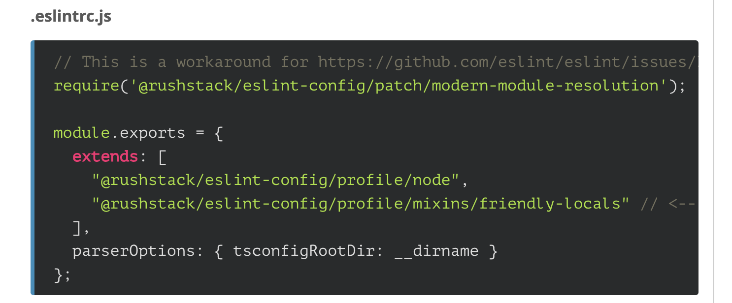 [eslint-config] documentation gives bad path for mixin · Issue #2997 · microsoft/rushstack · GitHub