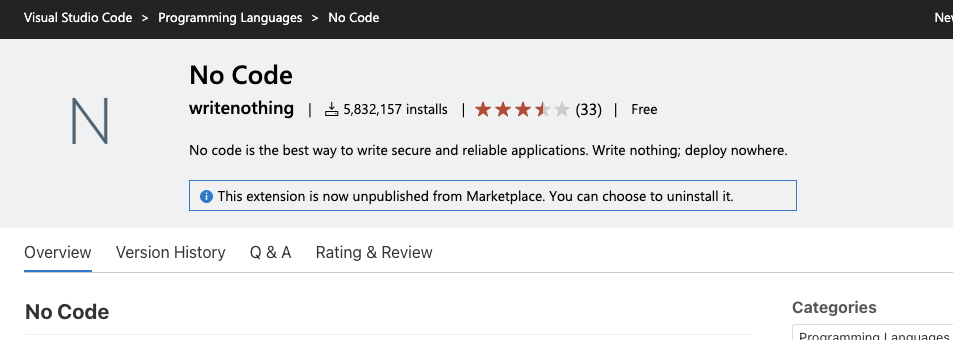 Snippets page isn't filter unpublished extensions from marketplace ...