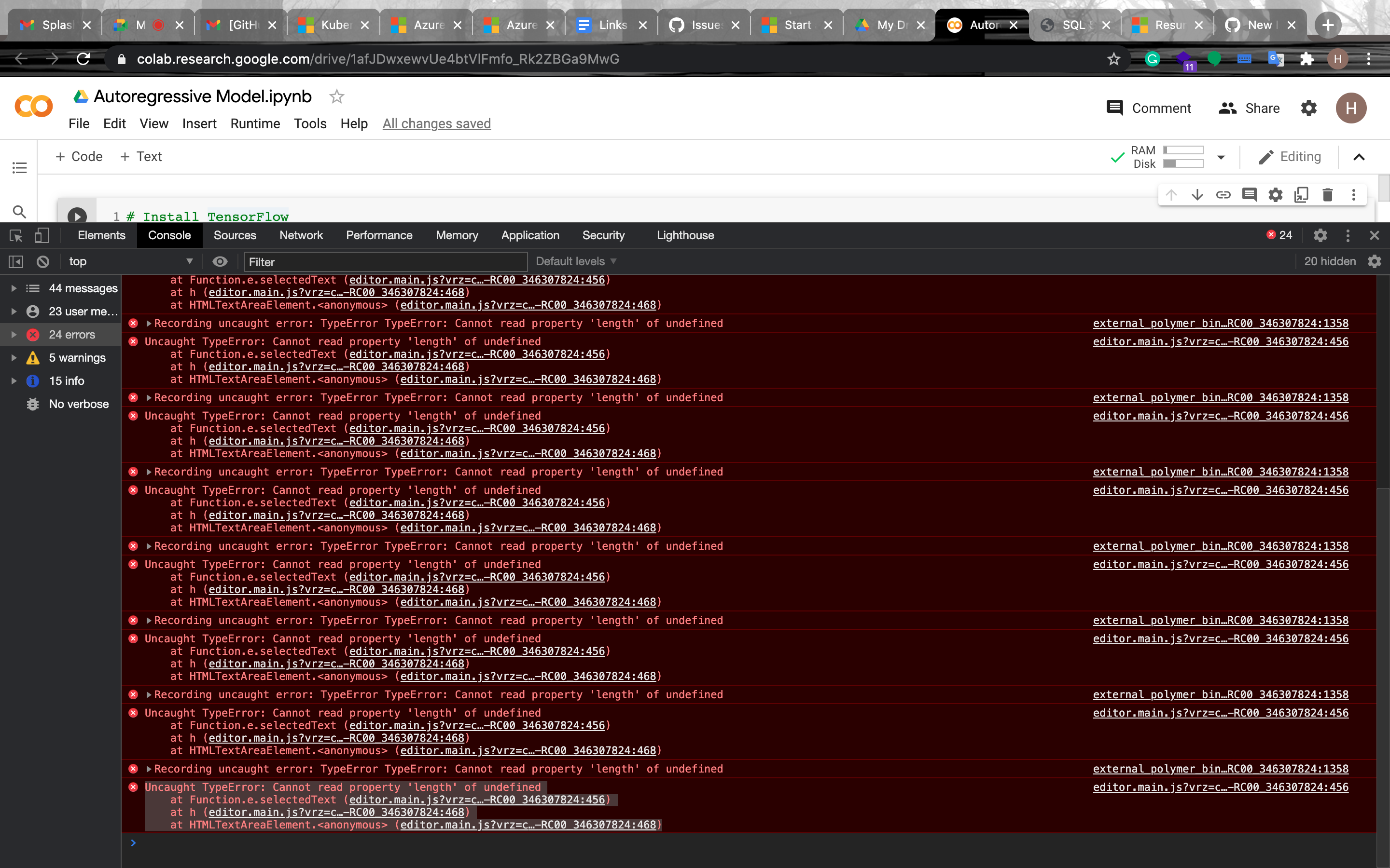 Not able to write in code and text cell · Issue #1767 · googlecolab/colabtools · GitHub
