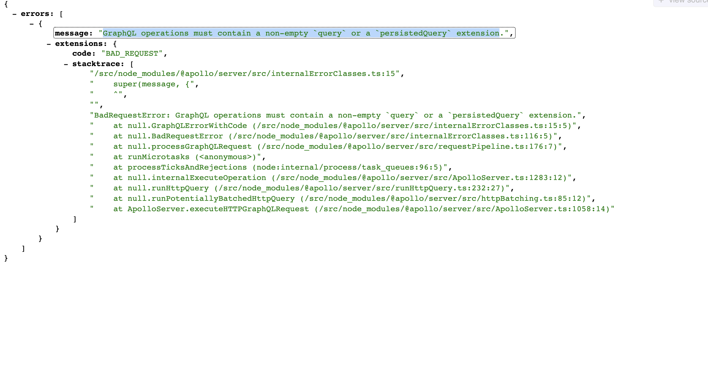 Graphql Server Default Landing Page Throwing 400 Error · Issue 7341 · Apollographql Apollo