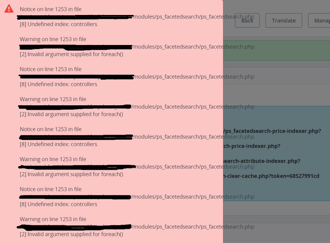 Error deleting template with Faceted Search module · Issue #33829 · PrestaShop/PrestaShop · GitHub