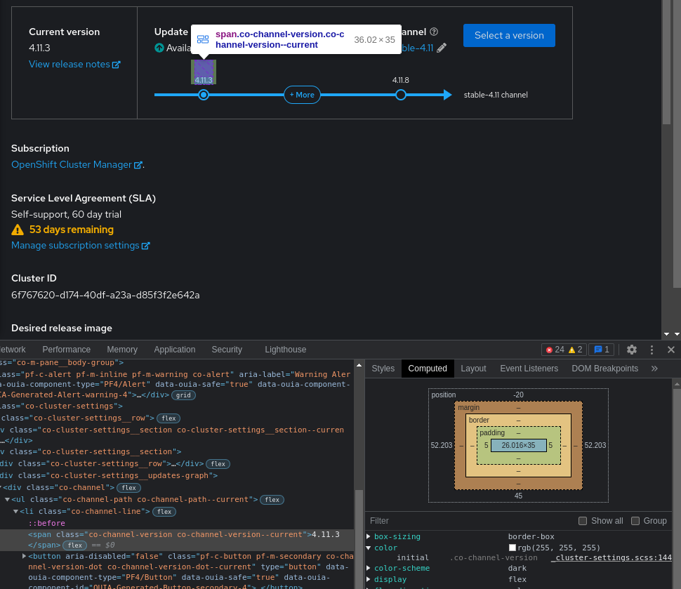 Cluster settings: dark theme has unreadable color for cluster versions · Issue #12176 ...