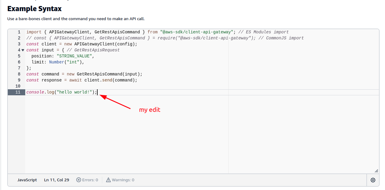 Is the example in the new documentation executable? · Issue #4685 · aws ... Is the example in the new documentation executable? · Issue #4685 · aws ...