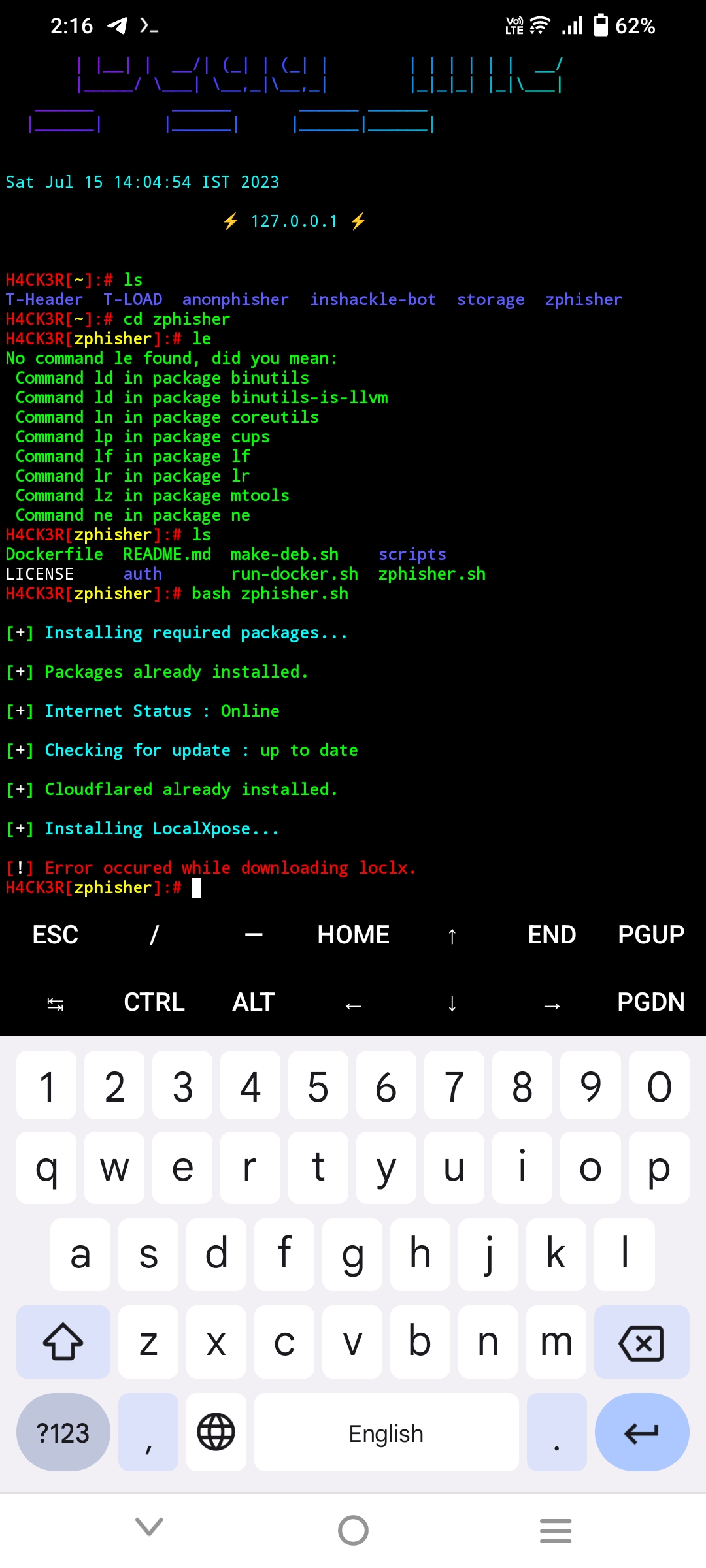 Error occured while downloading loclx. · Issue #690 · htr-tech/zphisher · GitHub