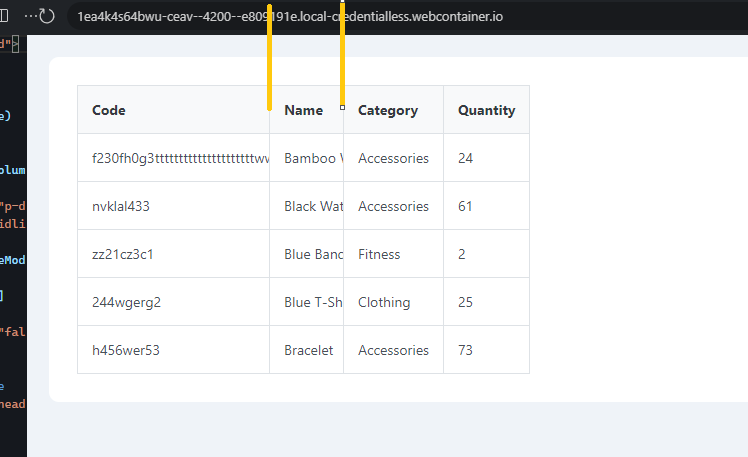 Table:- On Column resize of multiple columns , the column width of previously resized column is ...