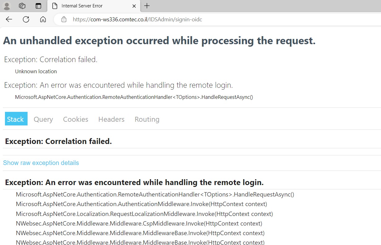 Exception: Correlation failed · Issue #177 · skoruba/Duende.IdentityServer.Admin · GitHub