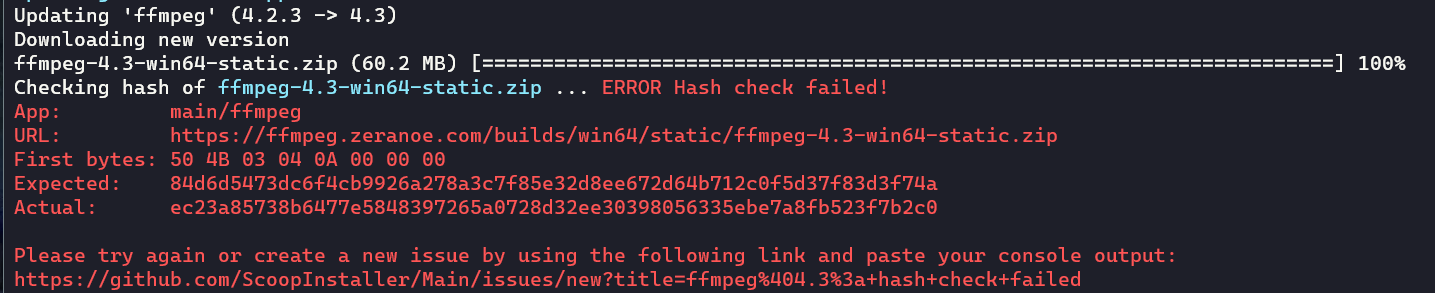 ffmpeg@4.3: hash check failed · Issue #1205 · ScoopInstaller/Main · GitHub