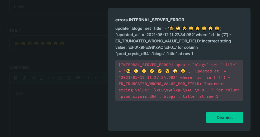 Not a user-friendly error message when saving text with Emoji · Issue ...