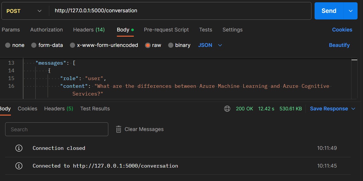 Unable to retrieve response from API Postman · Issue #79 · microsoft/sample-app-aoai-chatGPT ...