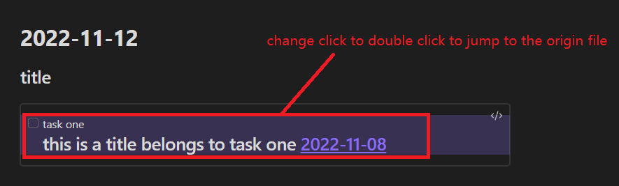 Change the single-click to jump to the file where the task is located to the double-click event ...